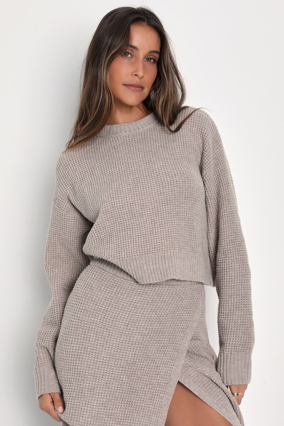 Cute Beige Sweater Dress - Two-Piece Dress - Long Sleeve Dress - Lulus