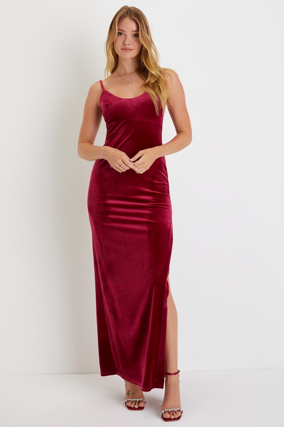 Berry Red Dress - Velvet Maxi Dress - Sleeveless Maxi Dress - Lulus