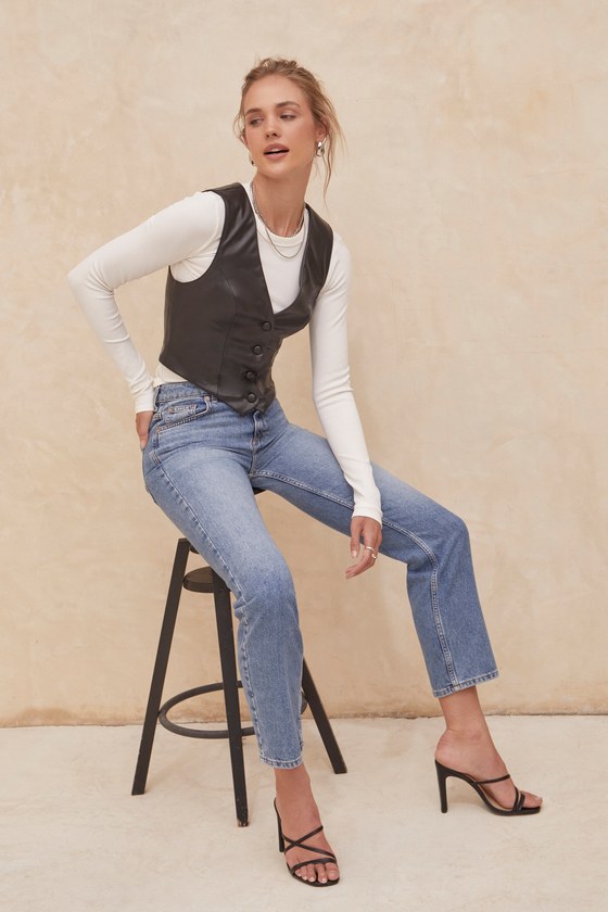 Free People Pacifica - Medium Wash Jeans - Straight Leg Jeans - Lulus