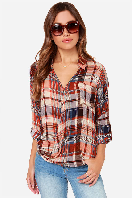 Cute Orange Top - Plaid Top - High Low Top - $59.00 - Lulus