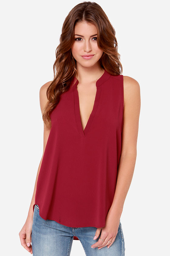 Cute Sleeveless Top - Wine Red Top - $29.00 - Lulus