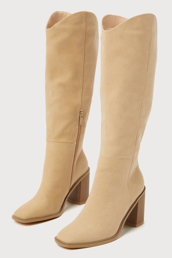 Sand Faux Suede Boots - Sand Knee-High Boots - Tall Boots - Lulus