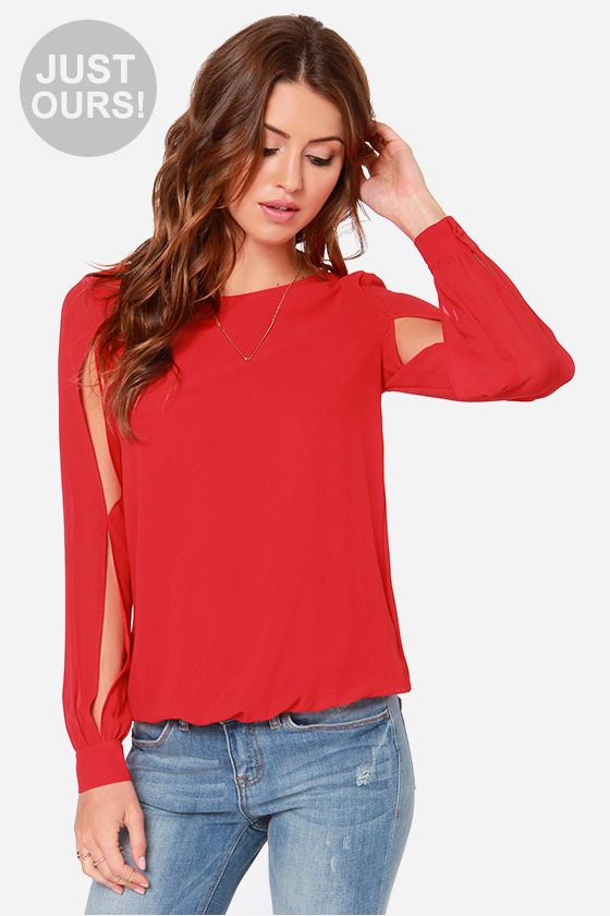 Red Top - Red Blouse - Long Sleeve Top - $36.00 - Lulus