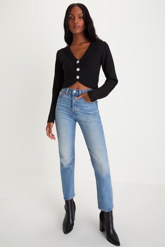 Black Cropped Sweater Top Cropped Cardigan Shrug Sweater Lulus