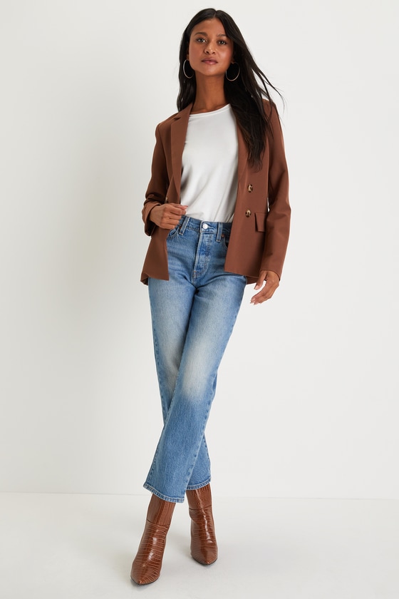 Brown Open Blazer - Blazer - Double Breasted Blazer - Lulus