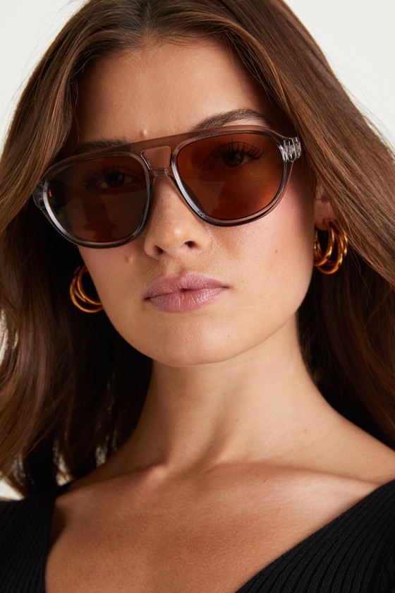 Clear Grey Sunglasses - Aviator Sunglasses - Cool Aviators - Lulus