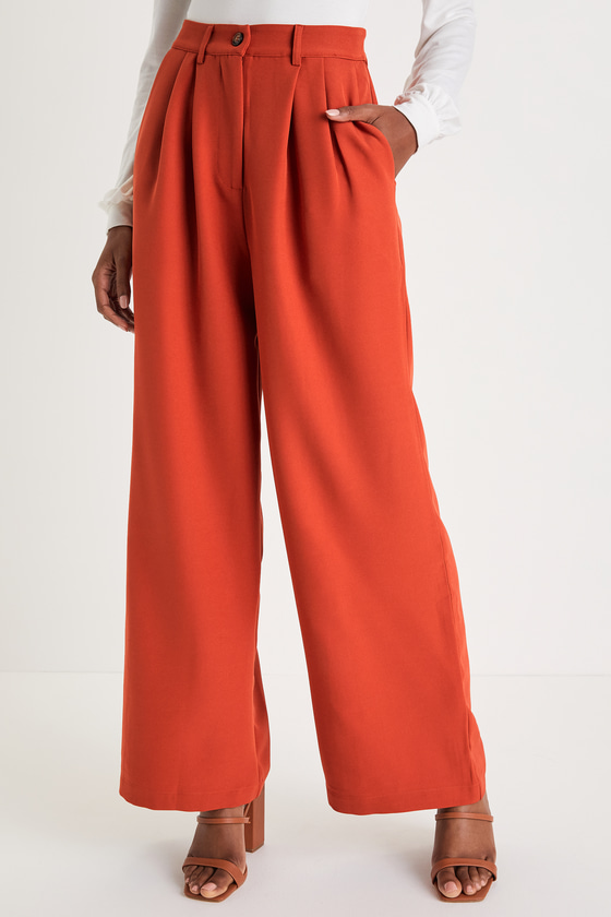 Rust Orange High-Waisted Pants - Wide Leg Pants - Wide-Leg Pants - Lulus