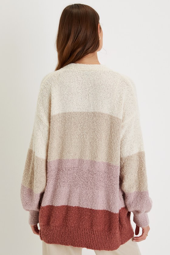 Cream Striped Cardigan - Open-Front Cardigan - Long Cardigan - Lulus