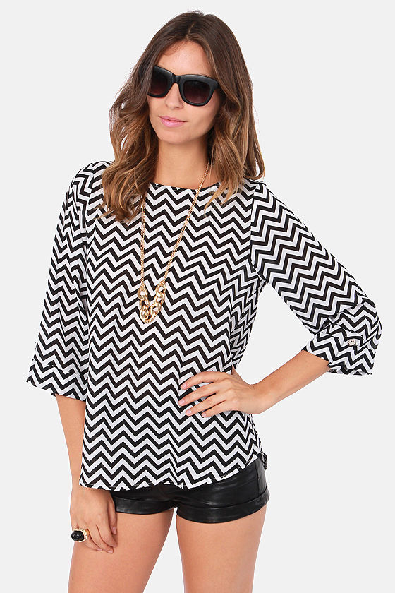 Cute Black Top - Chevron Print Top - Striped Top - $34.00 - Lulus