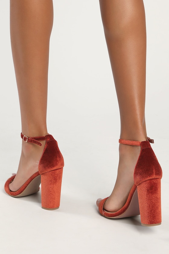 Sexy Rust Suede Heels - Ankle Strap Heels - Single Sole Heel - Lulus