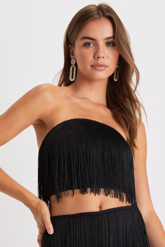Black Two-Piece Dress - Black Fringe Dress - 2PC Fringe Dress - Lulus