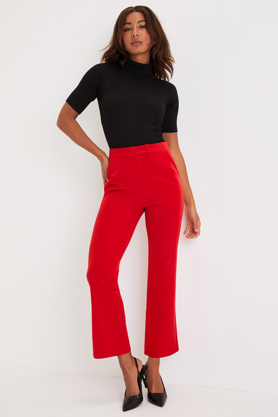 Red Cropped Pants - Cropped Straight Pants - Office Chic Pants - Lulus