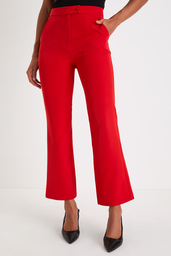 Red Cropped Pants - Cropped Straight Pants - Office Chic Pants - Lulus