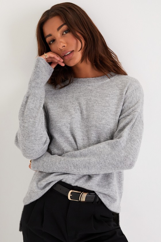 Grey Pullover Sweater - Oversized Sweater - Crew Neck Sweater - Lulus