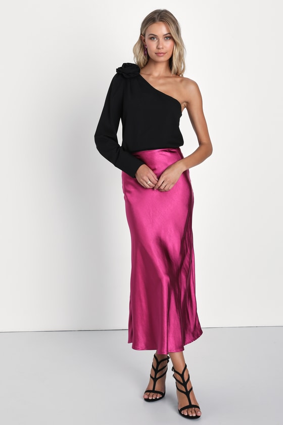 Chic Black Top - One-Shoulder Top - Rosette Detail Top - Lulus
