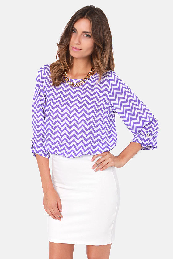 Cute Purple Top - Chevron Print Top - Striped Top - $34.00 - Lulus