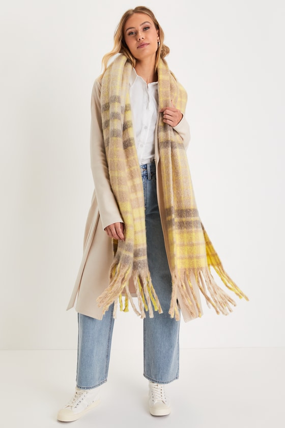Free People Falling For You Scarf - Yellow Scarf - Plaid Scarf - Lulus