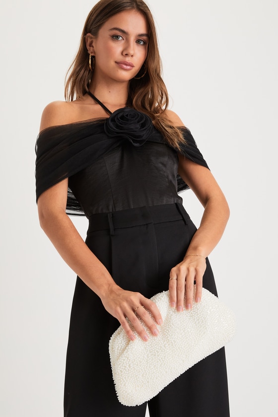 White Faux Pearl Clutch - Oversized Clutch - Bridal Accessories - Lulus