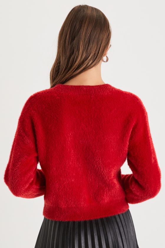 Red Sweater Top - Eyelash Knit Sweater - Pullover Sweater Top - Lulus