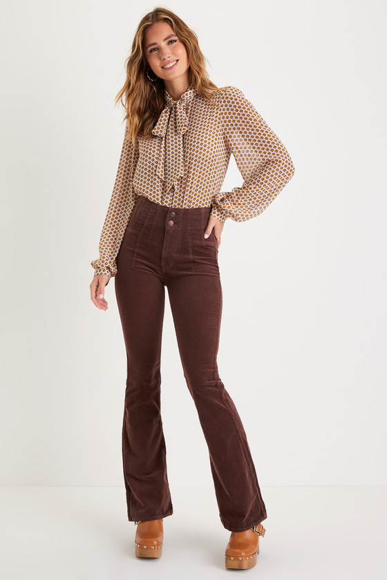 Free People Jayde Cord Flared - High-Rise Flares - Corduroy Pants - Lulus