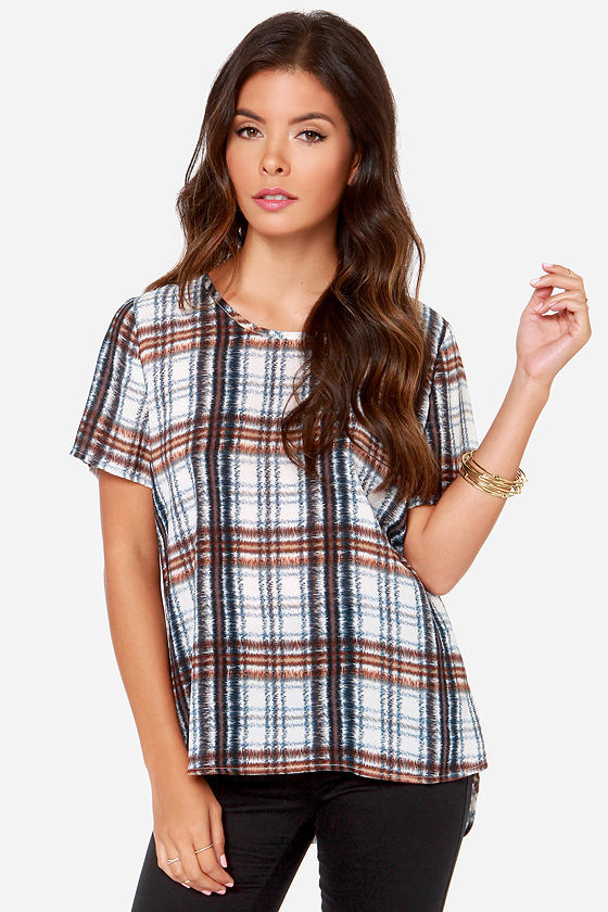 Cool Blue Plaid Top - Print Top - Tulip Back Top - $66.00 - Lulus