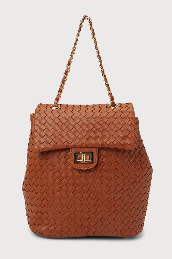 Brown Woven Backpack - Vegan Leather Backpack - Brown Bag - Lulus