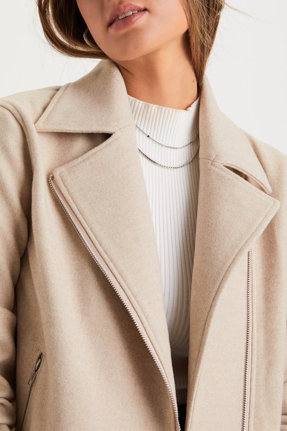 Beige Moto Jacket - Motorcycle Jacket - Simple Moto Jacket - Lulus