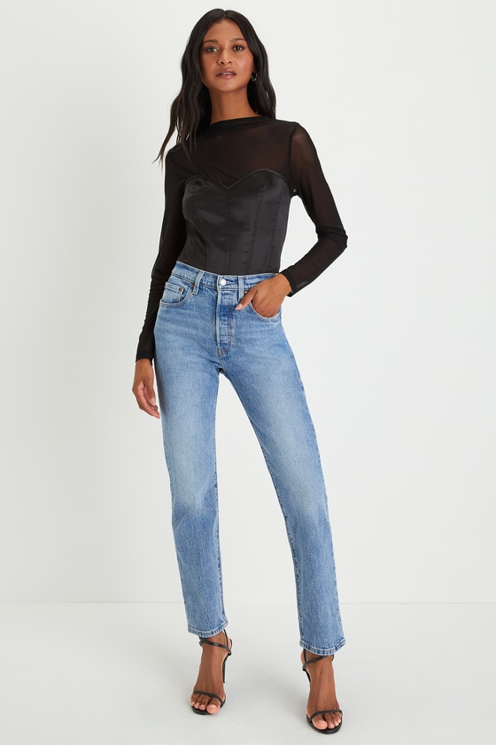 Sexy Black Top - Mesh Décolletage Top - Black Bustier Top - Lulus