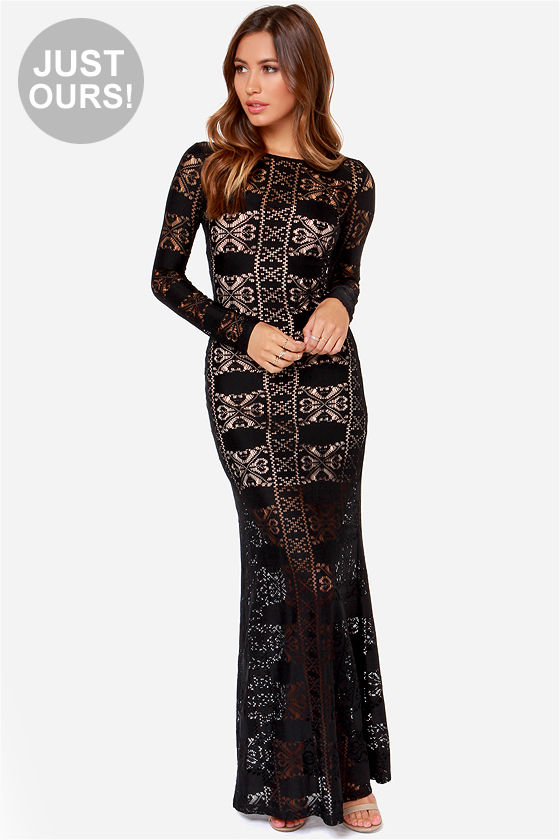 Black Lace Dress Maxi Dress Bodycon Dress 40 00 Lulus