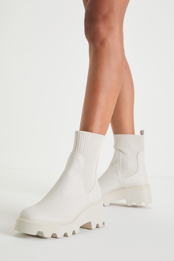 DV by Dolce Vita Villa - Ivory Chelsea Boots - Lug Sole Boots - Lulus