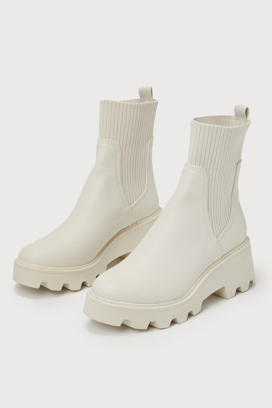 DV by Dolce Vita Villa - Ivory Chelsea Boots - Lug Sole Boots - Lulus