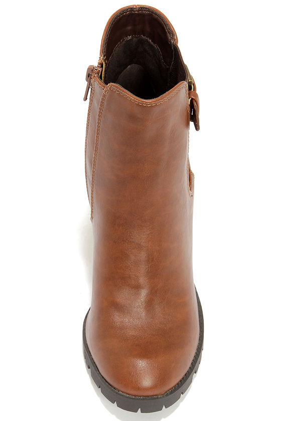 Cute Brown Boots - High Heel Boots - Ankle Boots - $34.00