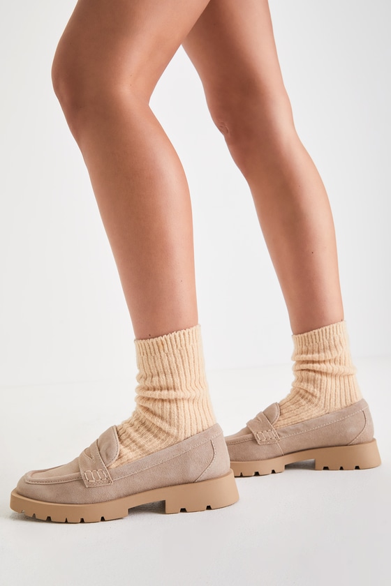Dolce Vita Dune - Taupe Loafers - Suede Leather Loafers - Lulus