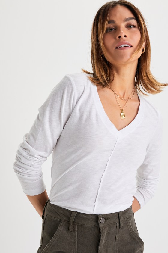 Z Supply Dream - White Slub Knit Top - Raw Hem Top - Lulus