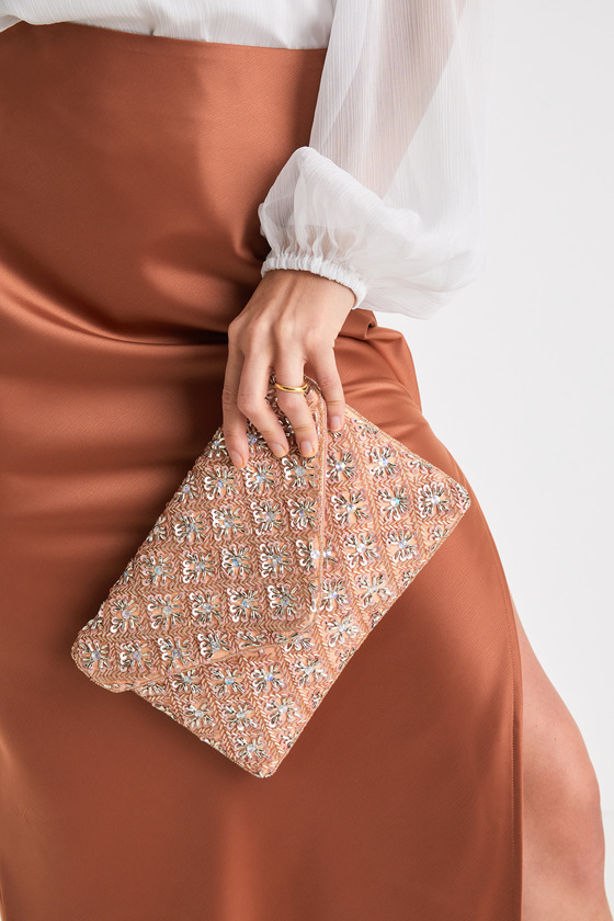 Rose Pink Beaded Clutch - Sequin Clutch - Cute Sparkly Clutch - Lulus