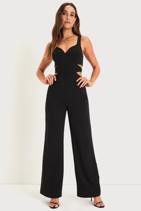 Black Wide-Leg Jumpsuit - Cutout Jumpsuit - Sleeveless Jumpsuit - Lulus