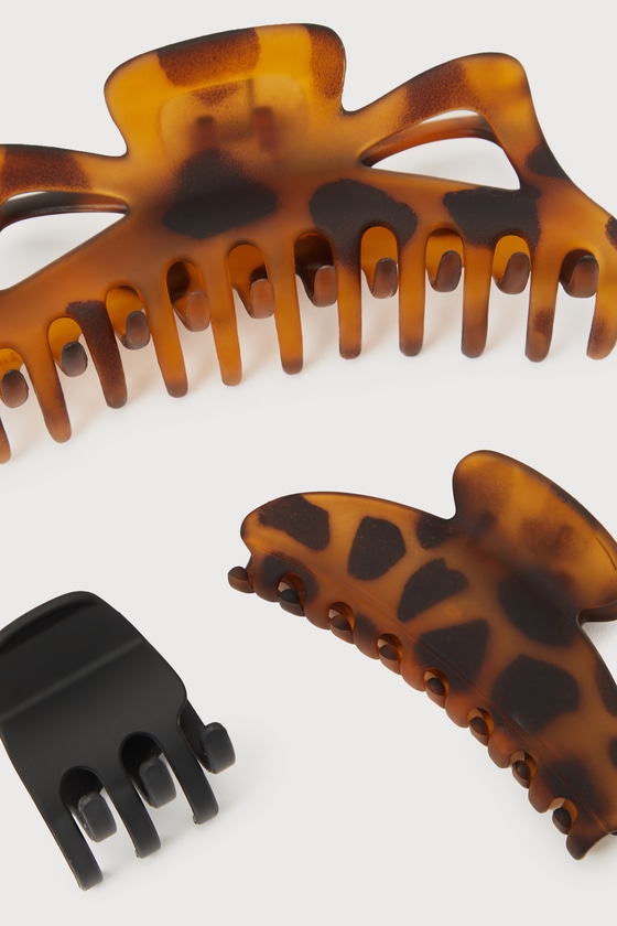 Kitsch Black & Tortoiseshell Clip Set - 3-Pc Clips - Claw Clips - Lulus