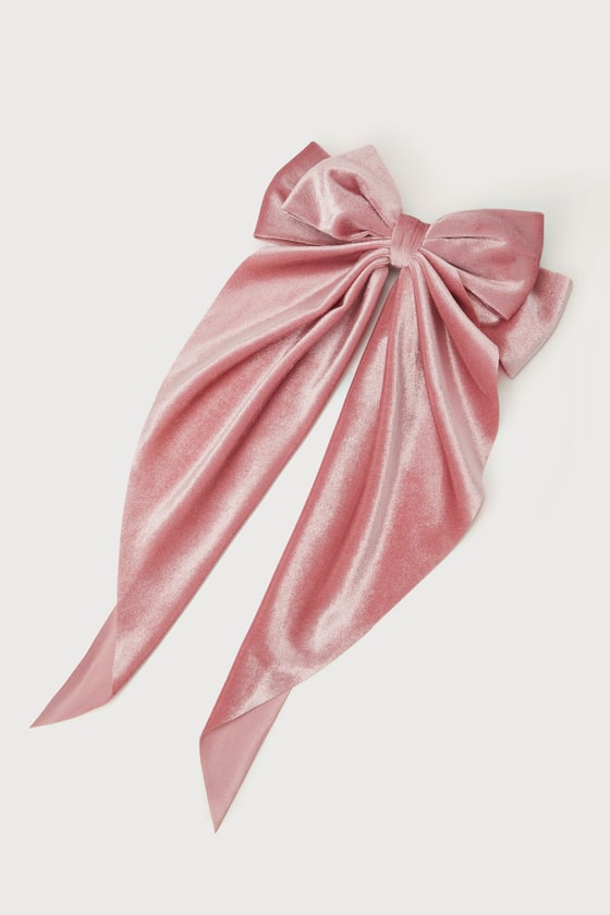 Pink Velvet Barrette Hair Bow Barrette Bow Hair Clip Bow Lulus