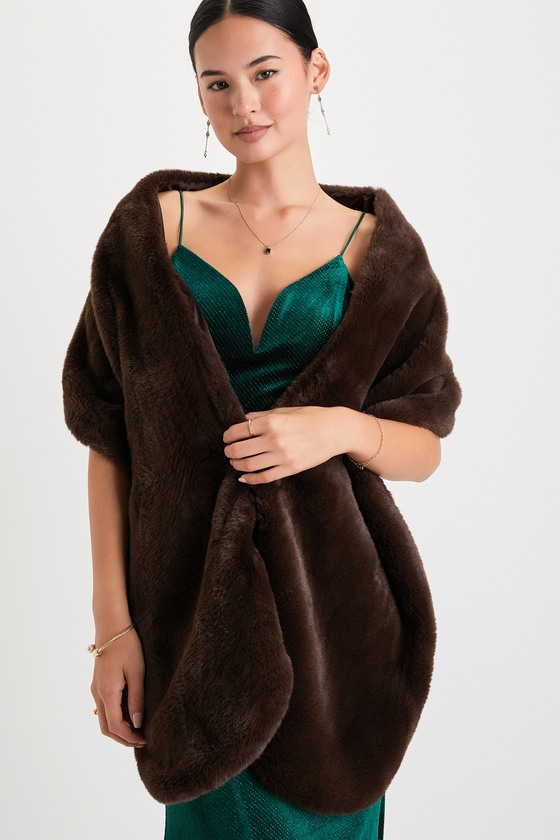 Brown Faux Fur Stole - Faux Fur Wrap - Soft Faux Fur Shawl - Lulus