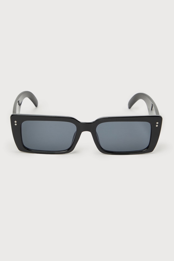 Black Rectangular Sunglasses - Sunglasses - Rectangle Sunglasses - Lulus