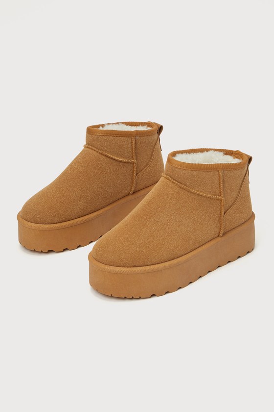 Brown Ankle Booties - Ankle Slippers - Faux Fur-Lined Booties - Lulus