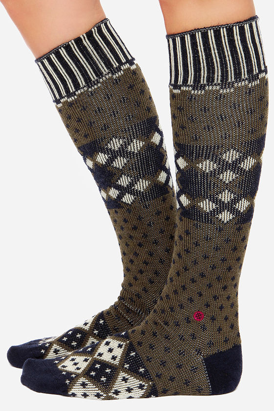 Stance Prescott Socks - Olive Green Socks - Print Socks - $18.00 - Lulus