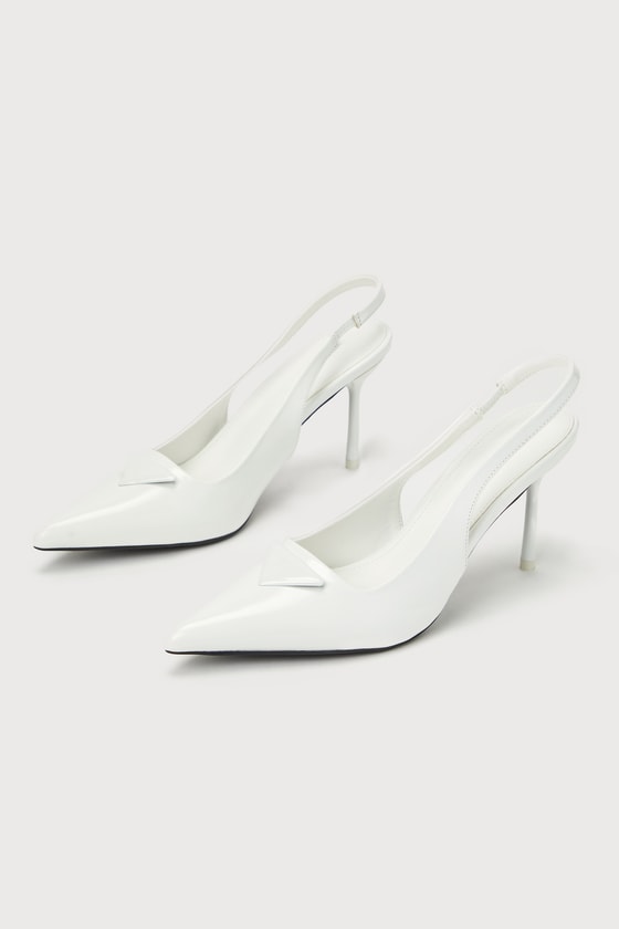 White Slingback Pumps - Patent Leather Pumps - White High Heels - Lulus