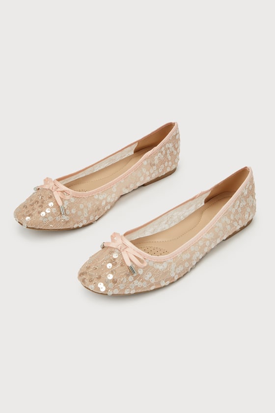 Pink Sheer Mesh Ballet Flats - Sequin Ballet Flats - Pink Flats - Lulus