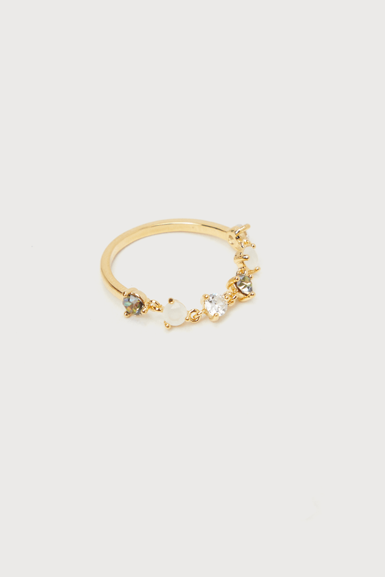 14KT Gold-Plated Chain Ring - Rhinestone Ring - Dainty Gold Ring - Lulus