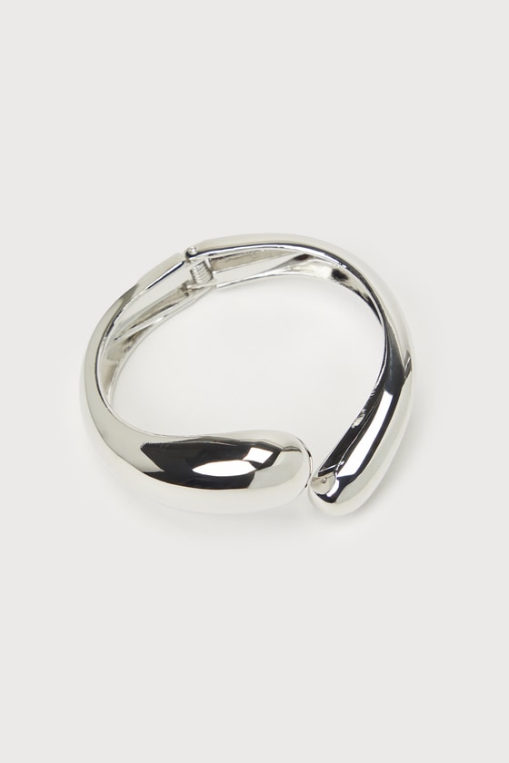 8 Other Reasons - Silver Hinged Bracelet - Teardrop Bangle - Lulus