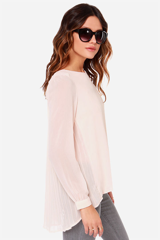 Light Peach Top - Long Sleeve Top - Peach Blouse - $42.00 - Lulus