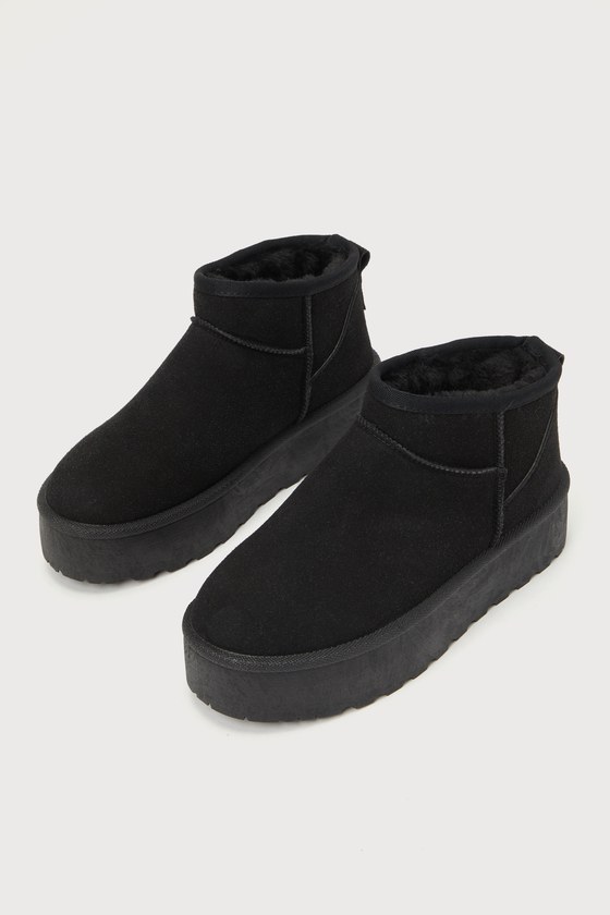 Black Ankle Booties - Ankle Slippers - Faux Fur-Lined Booties - Lulus