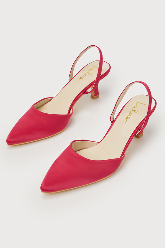 Raspberry Pumps - Kitten Heel Pumps - Hot Pink Slingback Pumps - Lulus