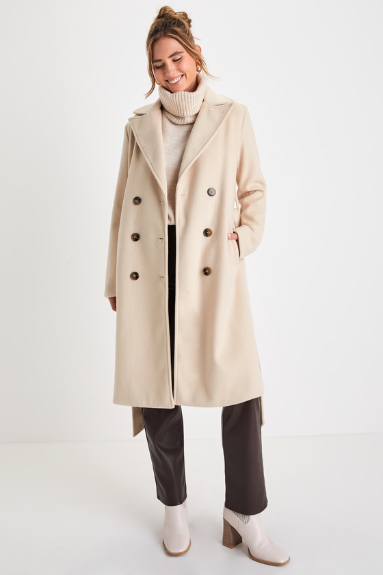 Cream Long Coat - Long Coat - Cream Double-Breasted Coat - Lulus